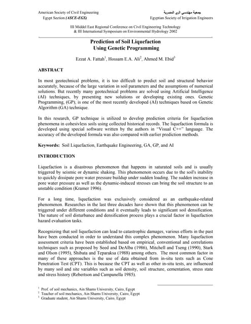 Prediction of soil liquefaction using genetic programming | PDF Prediction of soil liquefaction using genetic programming | PDF