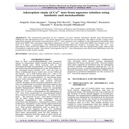 Demonstration and Applications of Adsorption Phenomenon in Biochemistry ...