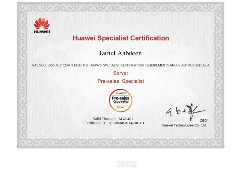 Huawei Specialist certificate