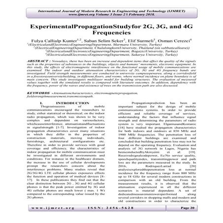 ExperimentalPropagationStudyfor 2G, 3G, and 4G Frequencies | PDF