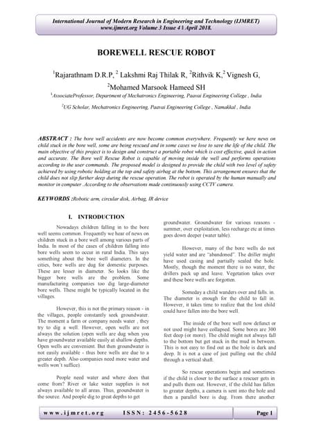 Modified Child Rescue System against Open Borewell | PDF | Technology & Computing