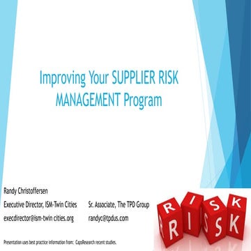 Supplier Risk Management for ISM 4-16 | PPTX