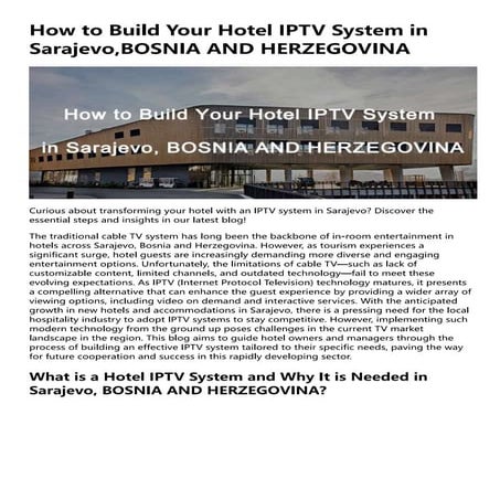 How to Build Your Hotel IPTV System in Sarajevo，BOSNIA AND HERZEGOVINA ...