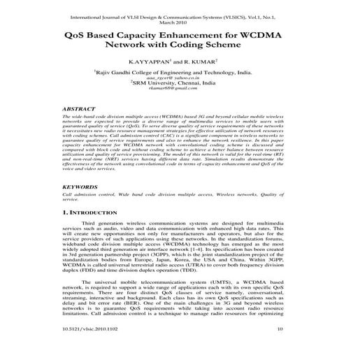 QoS Based Capacity Enhancement for WCDMA Network with Coding Scheme | PDF