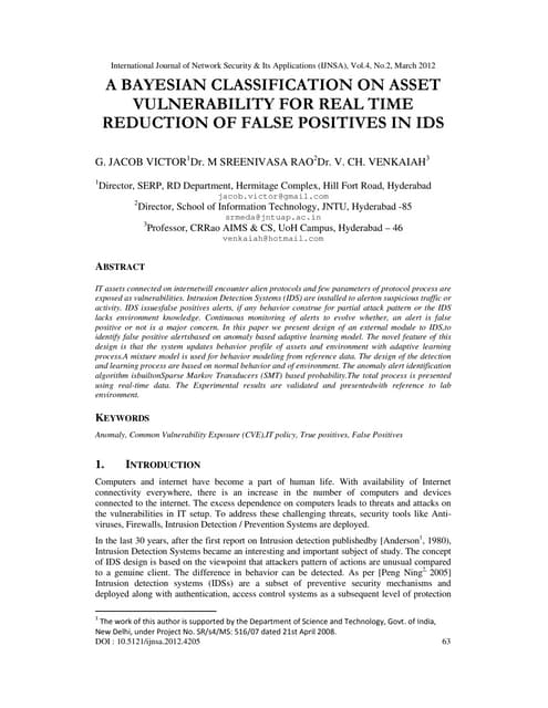 A Bayesian Classification On Asset Vulnerability For Real Time Reduction Of False Positives In 3158