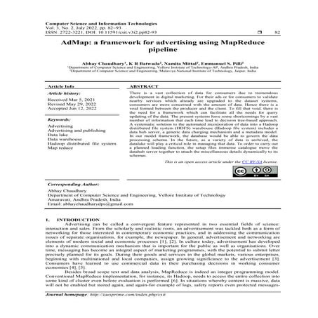AdMap: a framework for advertising using MapReduce pipeline | PDF | Databases | Computer ...