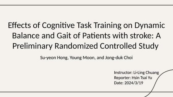 The TUG test (Timed Up and Go) to predict falls risk | PPTX