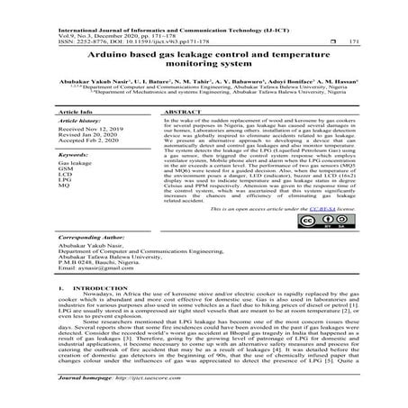 IRJET - IoT based Automatic LPG Gas Booking and Leakage Detection
