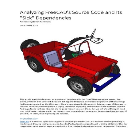 Analyzing Freecads Source Code And Its Sick Dependencies Pdf 
