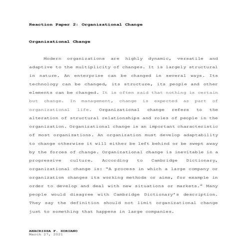 Organizational change | DOCX