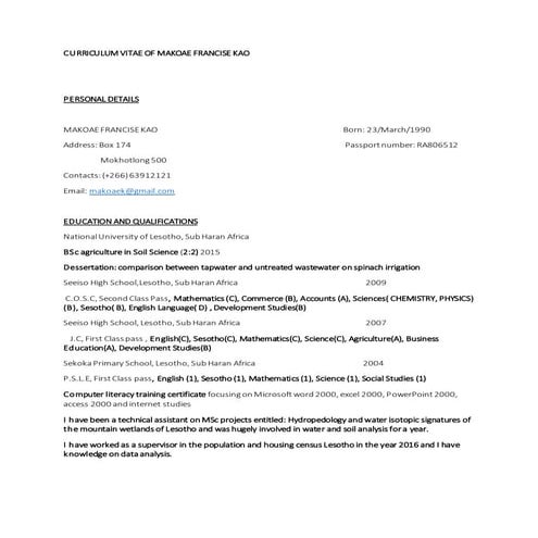 CHARLES WARUHIU CV_2016 | PDF