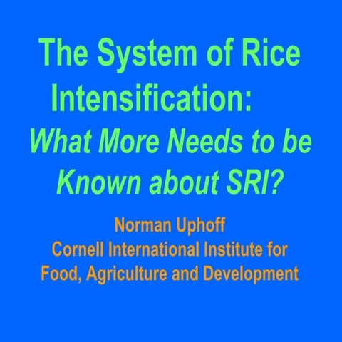 System of rice Intensification (SRI) | PPTX