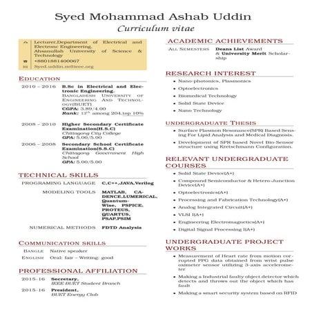 Syed Mohammad Ashab Uddin C.V. | PDF