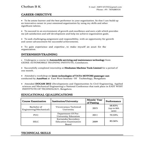 Chethan BK RESUME K4 | DOC