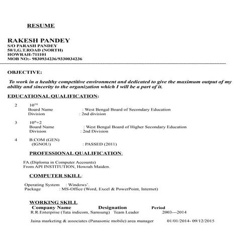 cv rakesh pandey | PDF