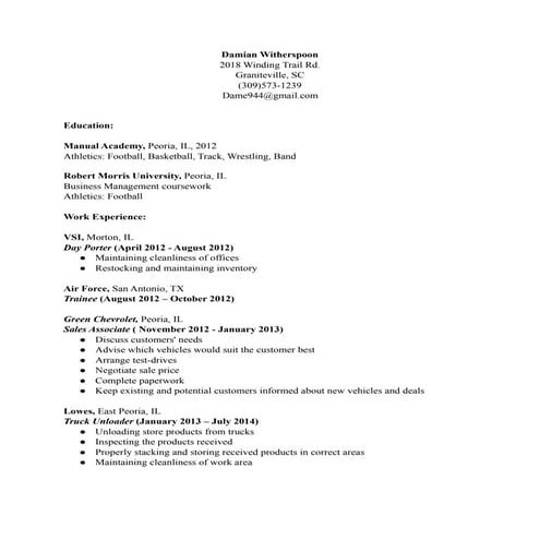 Brakeman Resume 06-05-16 | DOCX