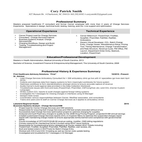 Cory Smith Resume 2016 | PDF