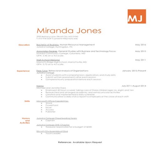 Miranda Jones Resume | DOCX