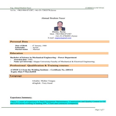 Ahmad Naser CV | DOC