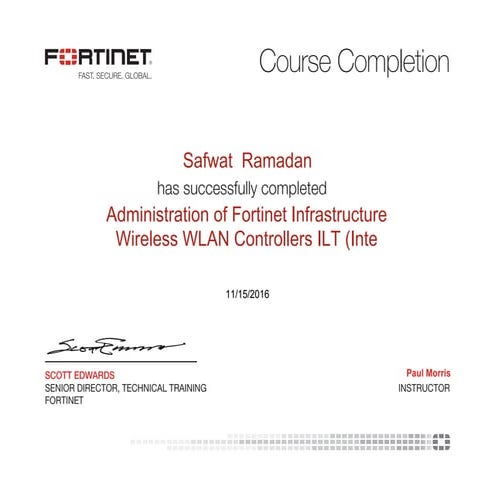 Safwat Ramadan - IWS Administration Course Certificate | PDF