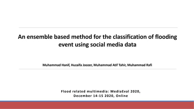 Ensemble Based Method For The Classification Of Flooding Event Using