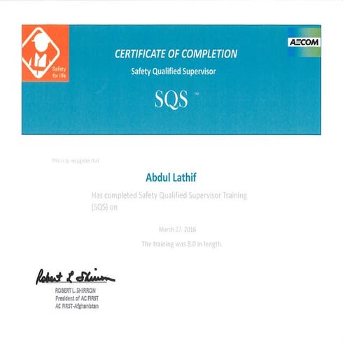 AC FIRST - Safety Qualified Supervisor Training | PDF