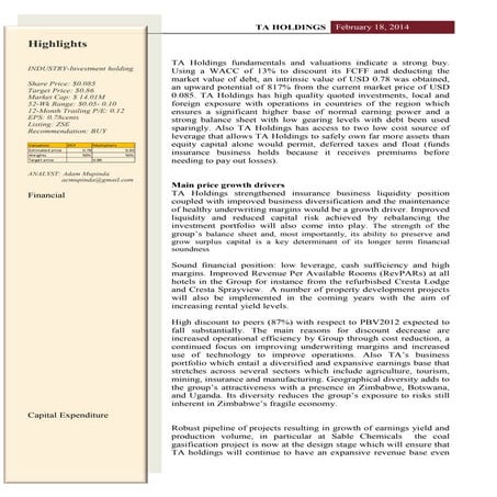 TA HOLDINGS ANALYSIS | PDF