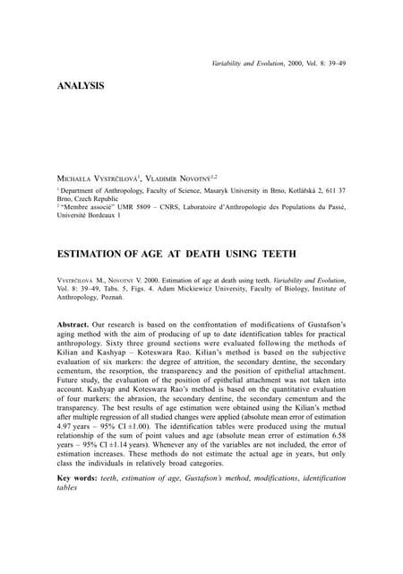 AGE ESTIMATION IN FORENSICS | PPTX | Dental Health | Diseases and ...