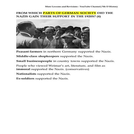HISTORY IGCSE REVISION CARDS - 038. NAZI SUPPORT | PDF