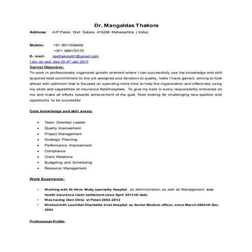 CV Dr Mangaldas | DOCX