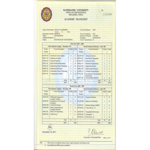 Bachelor Degree Transcript | PDF