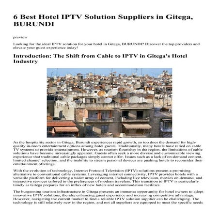 6 Best Hotel IPTV Solution Suppliers in Gitega, BURUNDI | PDF
