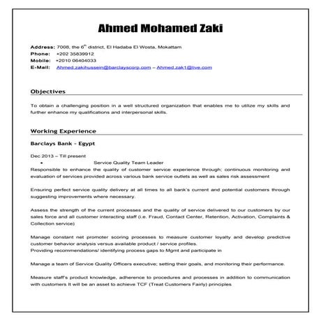 Ahmed Mohamed Zaki resume | DOC