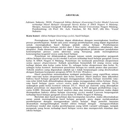 Learning Cycle "Abstrak Skripsi" | PDF