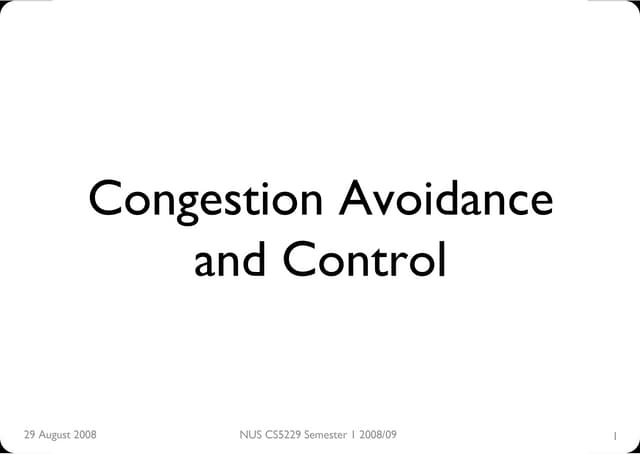 Cs5229 Lecture 3 Congestion Avoidance And Control Pdf Computer