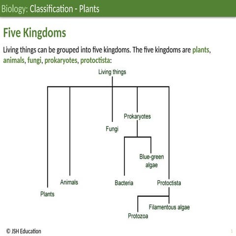 JSH03B016 Classification - Plants; Biology Education ages 11-14 | PPTX