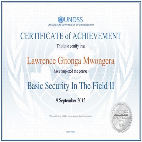 Undss Bsitf English Bsitf Certificate Lawrence Gitonga Mwongera Pdf