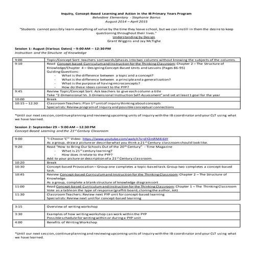 Belvedere Elementary School - Professional Development Plan - 2014-15 ...