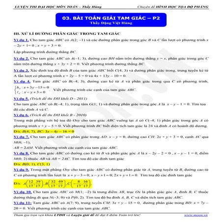 Bai tap hinh hoc giai tich trong khong gian | DOC