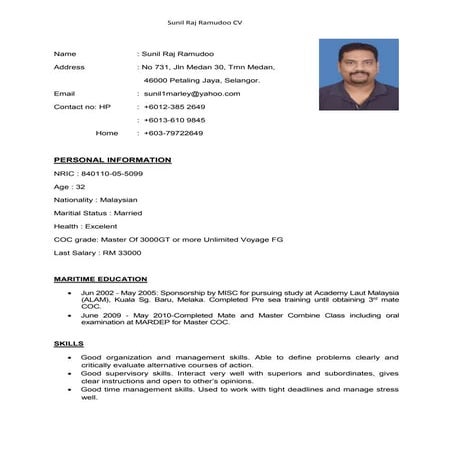 Sunil Raj CV | PDF | Logistics | Business