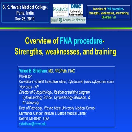 Overview of FNA procedure- S. K. Navale Medical College, Pune, India ...