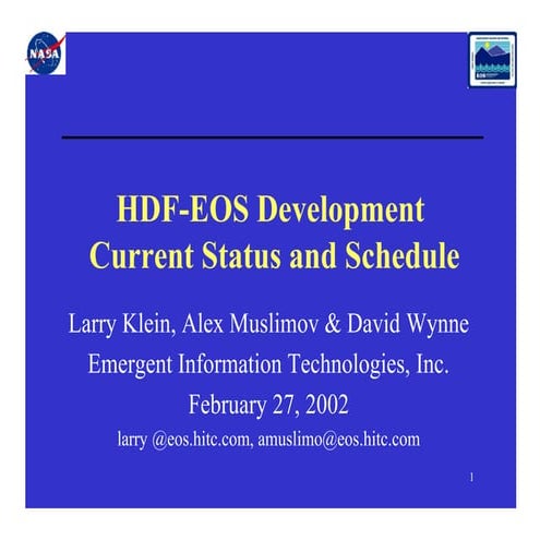 HDF-EOS Development - Current Status and Schedule | PDF | Geography ...