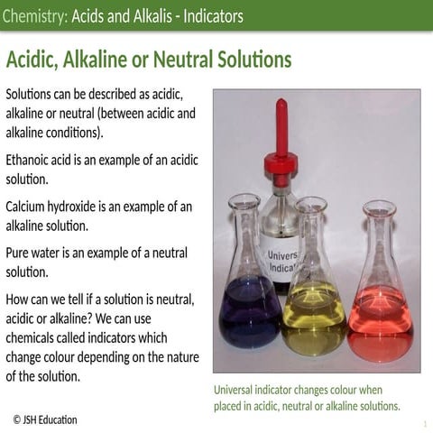 JSH03C025 Acids and Alkalis - Indicators; Chemistry Education ages 11-14 | PPTX