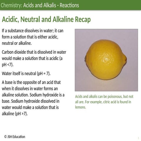 JSH03C026 Acids and Alkalis - Reactions; Chemistry Education ages 11-14 ...