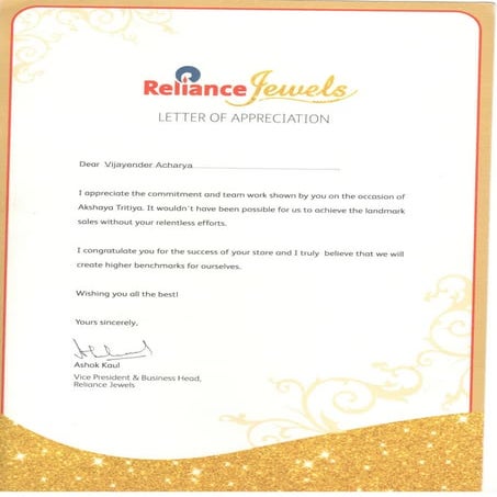 Letter of Apperciation | PDF