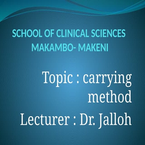carrying method use in first aid in other to prevent further injuries ...
