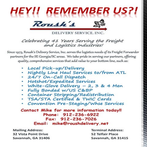 Roush Flyer | PPTX | Logistics and Transportation Industry | Industries