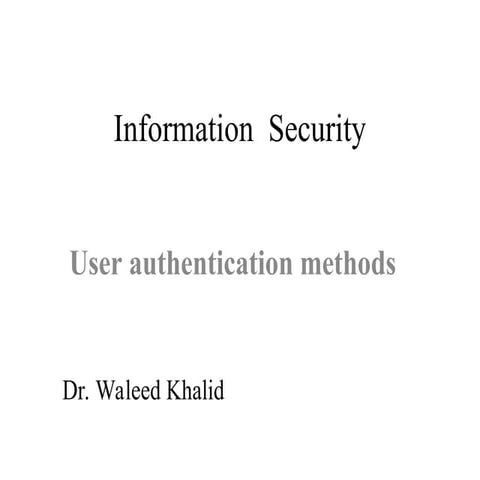 User Authentication Methods network Secuirty | PPT