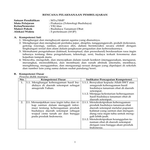 03 contoh rpp budidaya tanaman obat | DOC