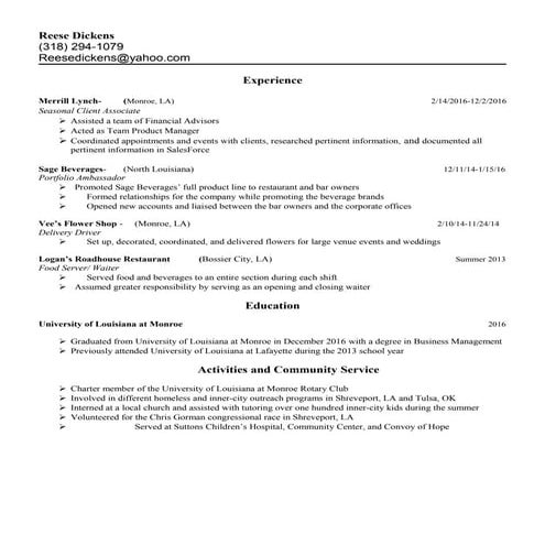 Reese Dickens - Resume | PDF